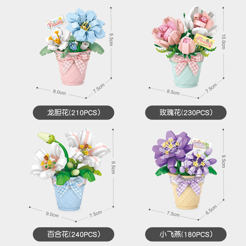 DIY Loz Brick Building Block Flower Bouquet Street Mini Micro Self MOC ...